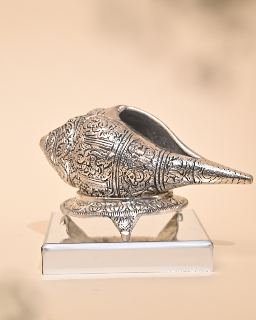 German Silver Shankh – Sacred Conch for Pooja & Home Décor – Rutvi
