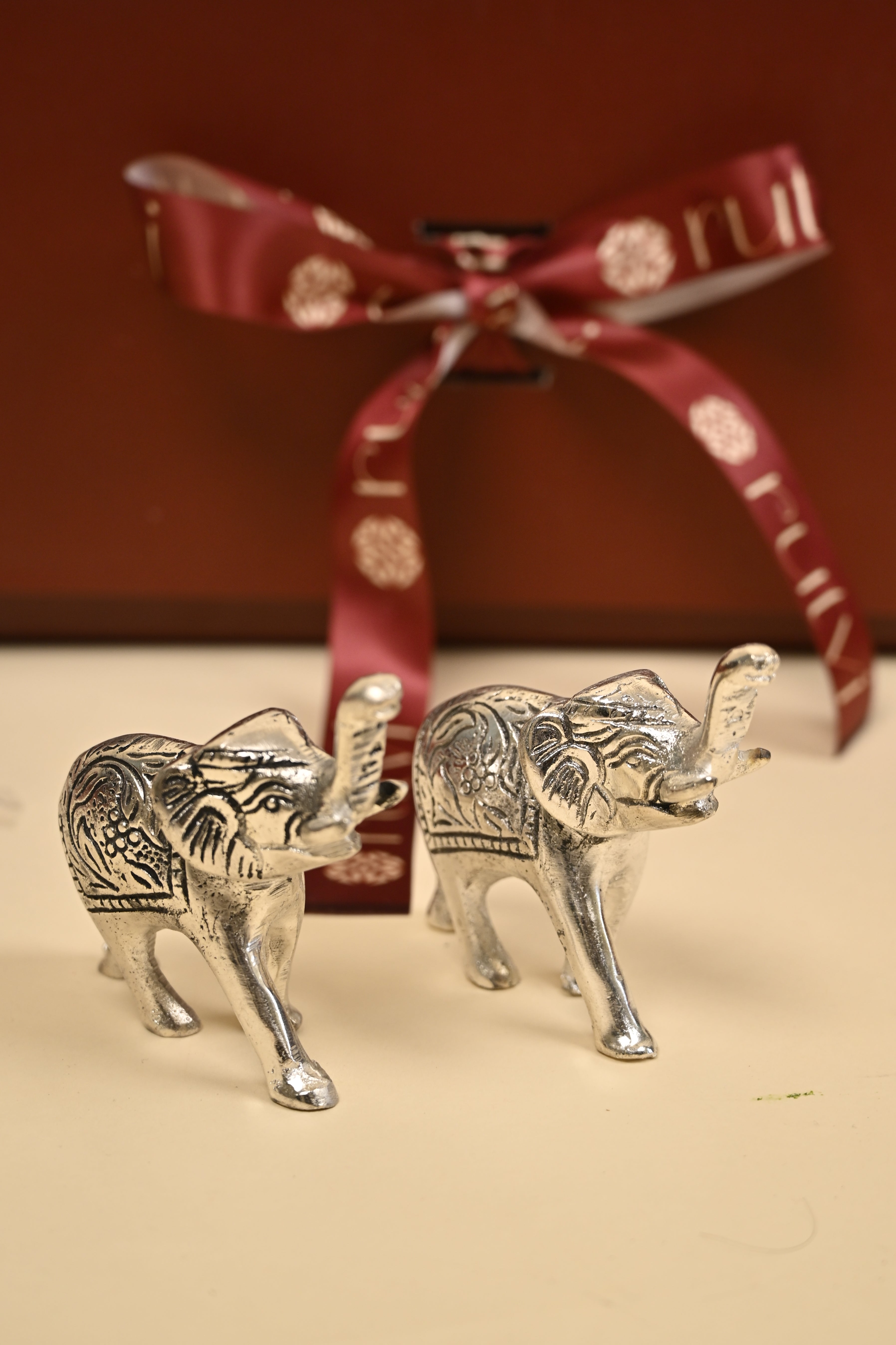 Handcrafted German Silver Elephant Showpiece – Large & Medium Sizes – Rutvi